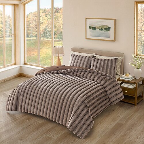 Click here for Bearpaw Tucker Ribbed Faux Fur 3-pc. Comforter Set... prices