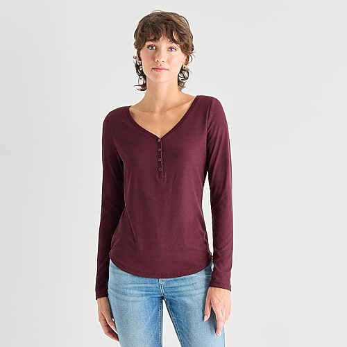 Click here for a.n.a Womens Long Sleeve Regular Fit Henley Shirt... prices