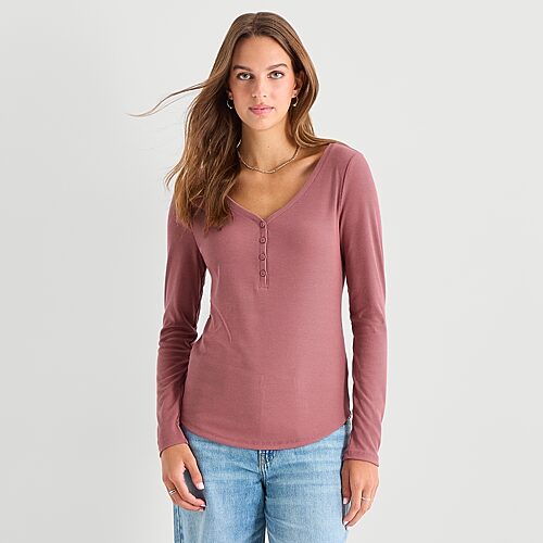 Click here for A.N.A Womens Long Sleeve Regular Fit Henley Shirt... prices