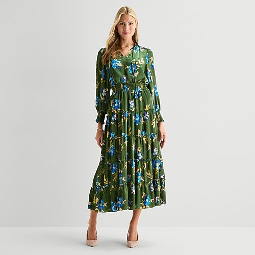 Click here for MSK Womens Split Tie Neck Long Sleeve Cuffed Maxi... prices