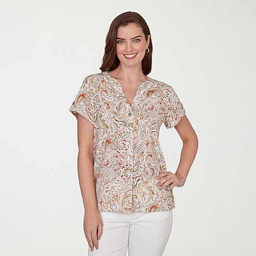 Click here for Womens Hearts of Palm Tropical Twist Paisley Blous... prices