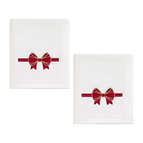 Click here for Avanti Velvet Bow 2 Pack Hand Towel  One Size  Whi... prices