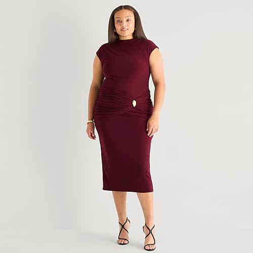 Click here for Premier Amour Womens Plus Midi Mock Neck Sleeveles... prices