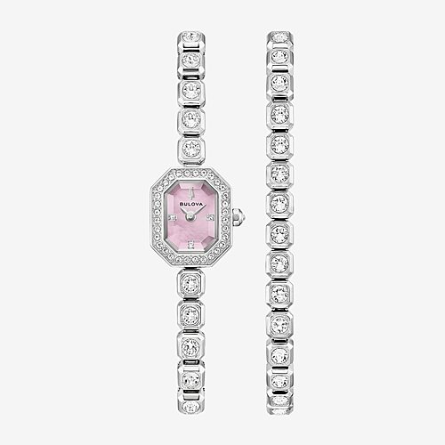Click here for Bulova Box Set Bul Crystal Womens Silver Tone Stai... prices