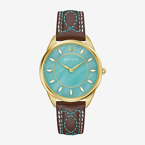 Click here for Bulova Sutton Womens Brown Leather Strap Watch 97l... prices