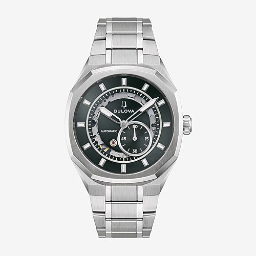 Bulova Mens Automatic Marc Anthony Silver-Tone Stainless Steel Bracelet Watch 40.5mm - Silver-Tone