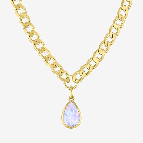 Click here for Womens Gemstone 14K Gold Over Brass Pear 18 Inch P... prices