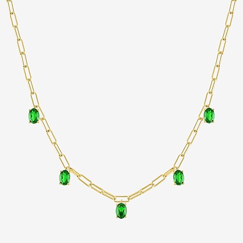 Click here for Womens Gemstone 14K Gold Over Brass 18 Inch Link C... prices