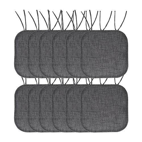 Sweet Home Collection Herringbone Stitch Memory Foam Non-Slip 16 x 16 Chair Cushion Pad with Ties  One Size  Black