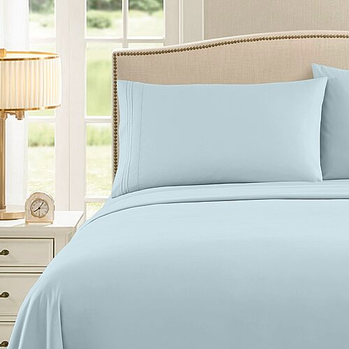 Sweet Home Collection Supreme Soft Microfiber Wrinkle Free 4-Piece Sheet Set  One Size  Blue