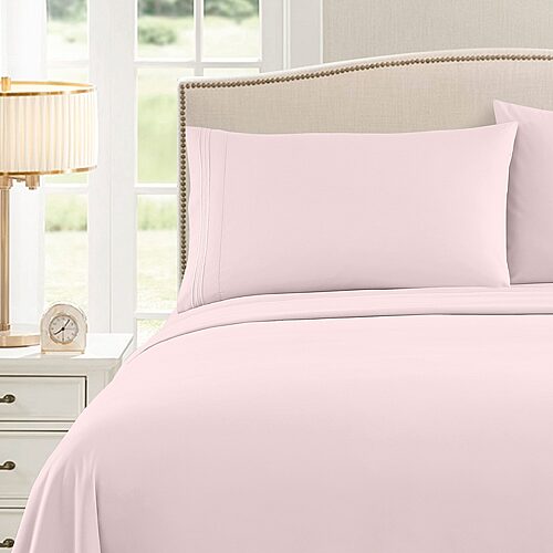 Sweet Home Collection Supreme Soft Microfiber Wrinkle Free 4-Piece Sheet Set  One Size  Pink