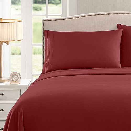 Sweet Home Collection Supreme Soft Microfiber Wrinkle Free 4-Piece Sheet Set  One Size  Red