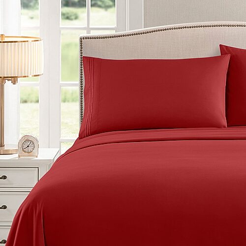 Sweet Home Collection Supreme Soft Microfiber Wrinkle Free 4-Piece Sheet Set  One Size  Red