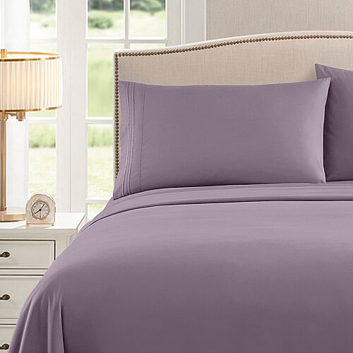 Sweet Home Collection Supreme Soft Microfiber Wrinkle Free 4-Piece Sheet Set  One Size  Purple
