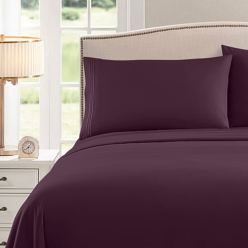 Sweet Home Collection Microfiber 3-Pc. Sheet Set  Twin Xl - Purple