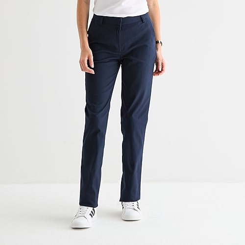 IZOD Womens Juniors Straight Mid Rise Flat Front Pant  12  Blue