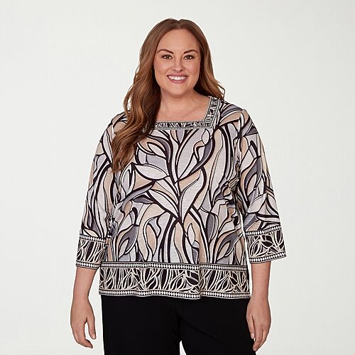 Click here for Alfred Dunner Classics Womens Plus Keyhole Neck 3/... prices