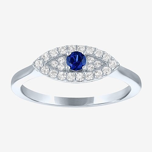 Click here for Evil Eye Womens Lab Created Blue Sapphire Sterling... prices