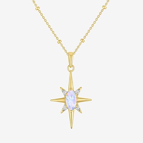 Click here for Womens Lab Created White Opal 14K Gold Over Silver... prices