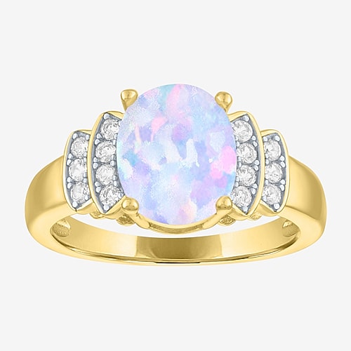 Click here for Womens Lab Created White Opal 14K Gold Over Silver... prices
