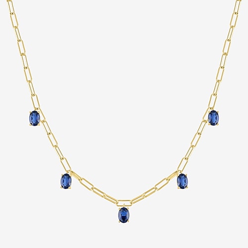 Click here for Womens Gemstone 14K Gold Over Brass 18 Inch Link C... prices