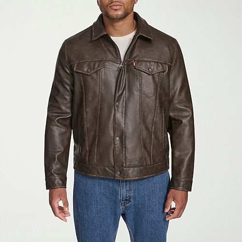 Click here for Levis Mens Faux Leather Midweight Trucker Jacket... prices