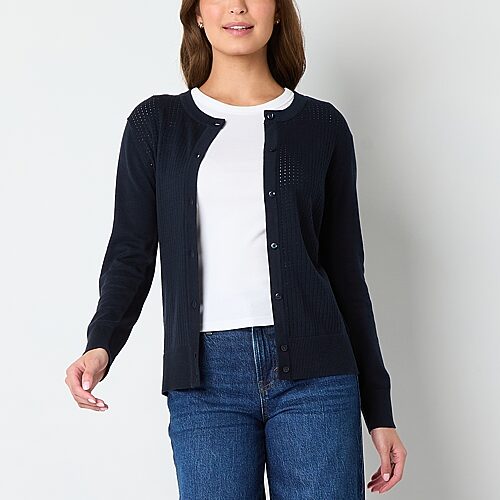 Click here for IZOD Womens Long Sleeve Button Juniors Cardigan  M... prices