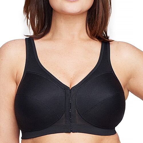 Womens Full Figure Plus Size MagicLift Front Close Posture Back Support Bra 1265 - Black