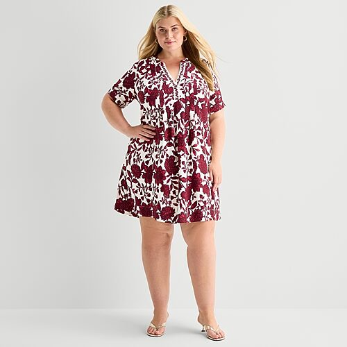 Click here for Be by CHETTA B Womens Plus V Neck Short Sleeve Flo... prices