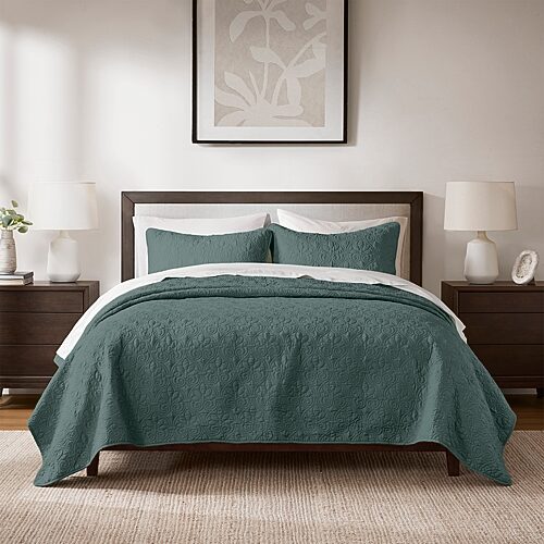 Madison Park Quebec 3-Pc. Quilt Set  Full/Queen - Balsam Green