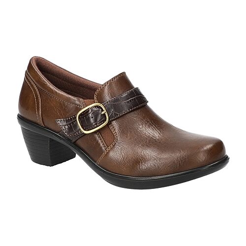Easy Street Pixel Womens Round Closed Toe Clogs  12 Wide  Brown