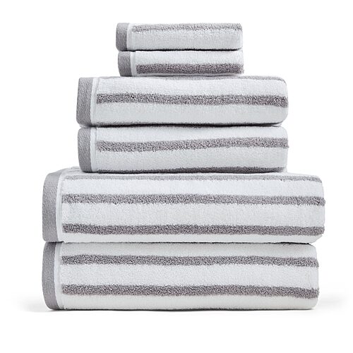 Click here for Liz Claiborne Stripe Bath Towel  One Size  Gray prices