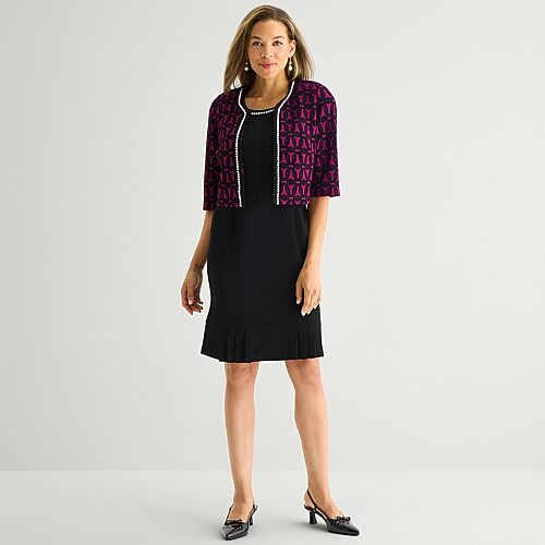 Click here for Maya Brooke Womens Geometric Jacket Dress  8  Purp... prices