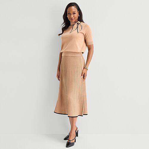 Click here for Liz Claiborne Womens High Rise Midi Pleated Skirt... prices