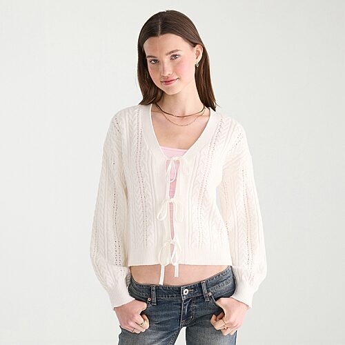 Click here for AEROPOSTALE Womens V Neck Long Sleeve Tie Cardigan... prices