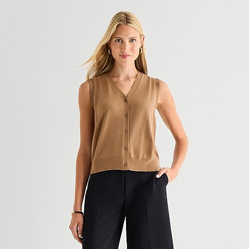 Click here for Worthington Womens V Neck Button Sweater Vest  X-s... prices