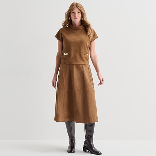 Click here for Liz Claiborne Faux Suede Womens Mid Rise Midi Flar... prices