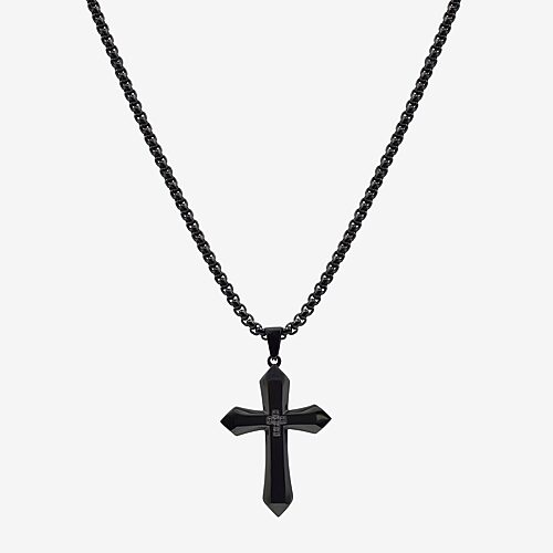 Click here for Cross Mens Black Cubic Zirconia Stainless Steel Cr... prices