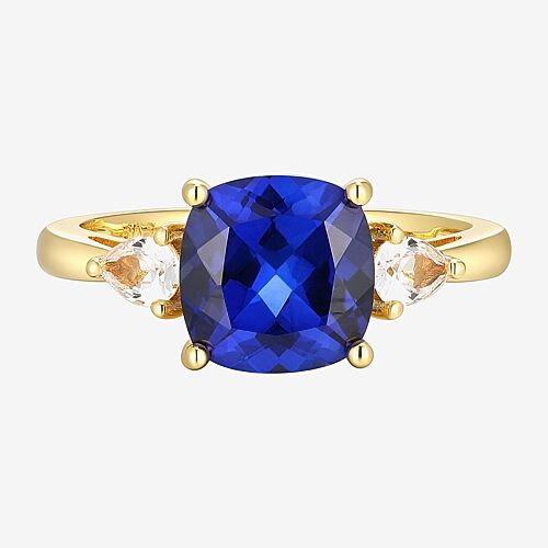 Click here for Womens Lab Created Blue Sapphire 18K Gold Over Sil... prices