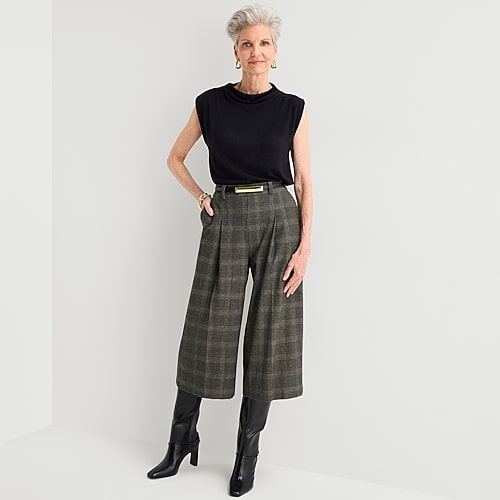 Click here for Liz Claiborne Plaid Womens Wide Leg Mid Rise Gauch... prices
