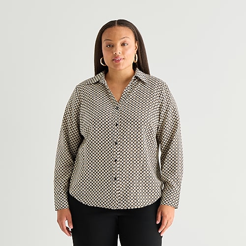 Click here for Worthington Plus Womens Long Sleeve Slim Fit Blous... prices