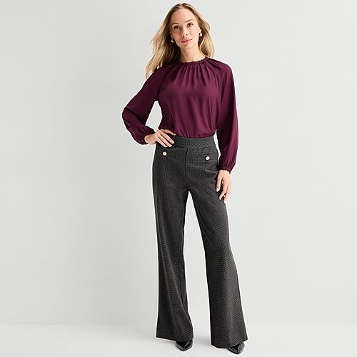 Click here for Liz Claiborne Womens Flare Mid Rise Pull-On Pant... prices