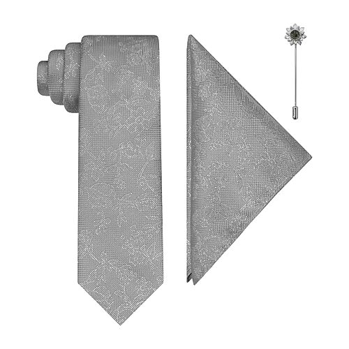 Click here for J. Ferrar Shimmer Floral Tie Set  One Size  Silver prices