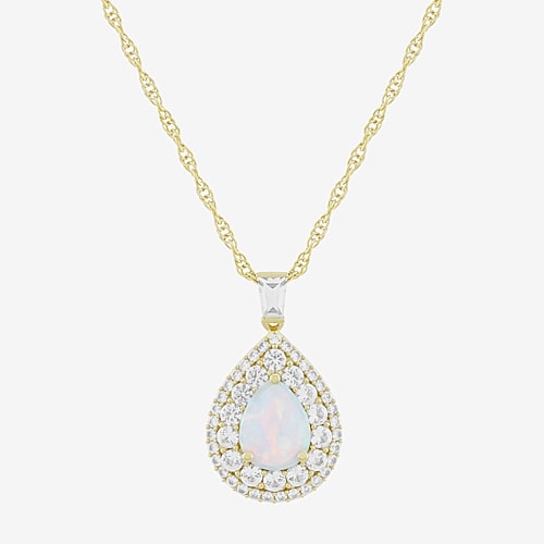 Click here for Womens Lab Created White Opal 14K Gold Over Silver... prices