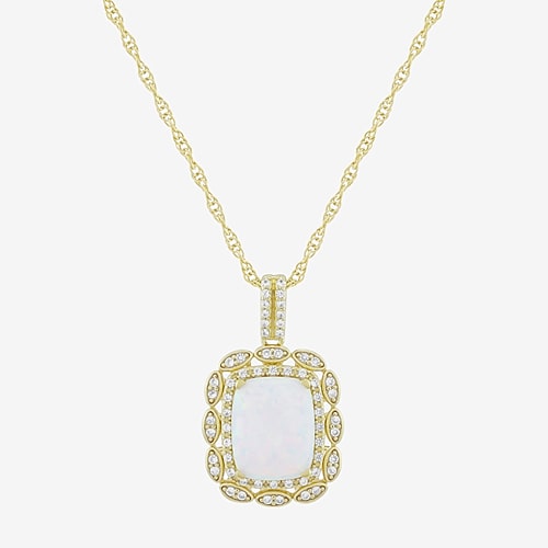 Click here for Womens Lab Created White Opal 14K Gold Over Silver... prices