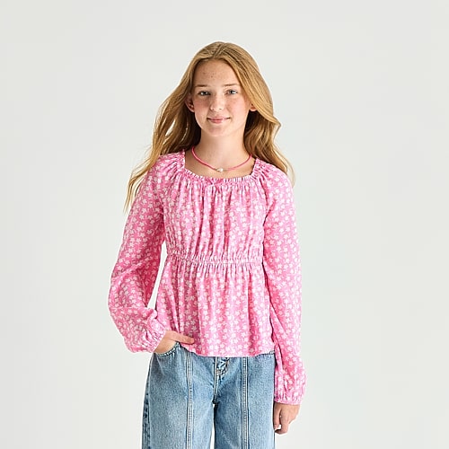 Click here for Thereabouts Girls Square Neck Long Sleeve Blouse... prices