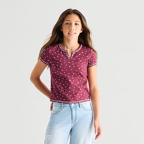 Click here for Eyeshadow Big Kid Girls Split Crew Neck Short Slee... prices