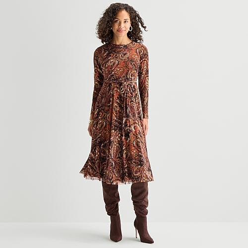 Click here for Studio 1 Womens Petite Midi Round Neck Long Sleeve... prices