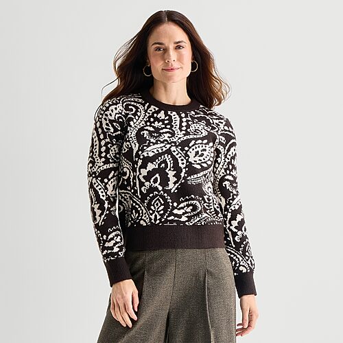 Click here for Liz Claiborne Womens Round Neck Long Sleeve Paisle... prices