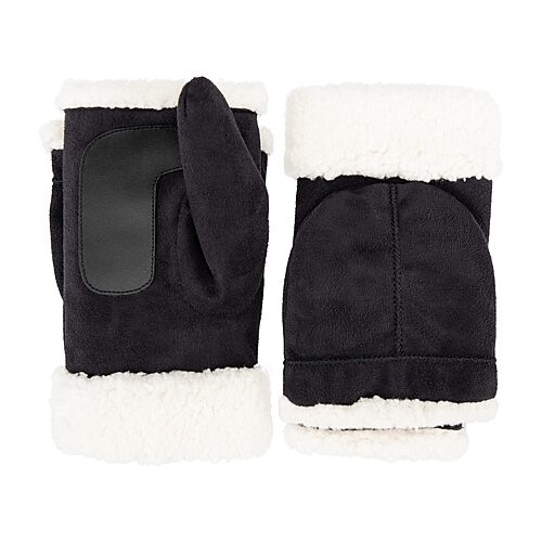 Isotoner Microsuede Flip Mittens  Small-medium  Black